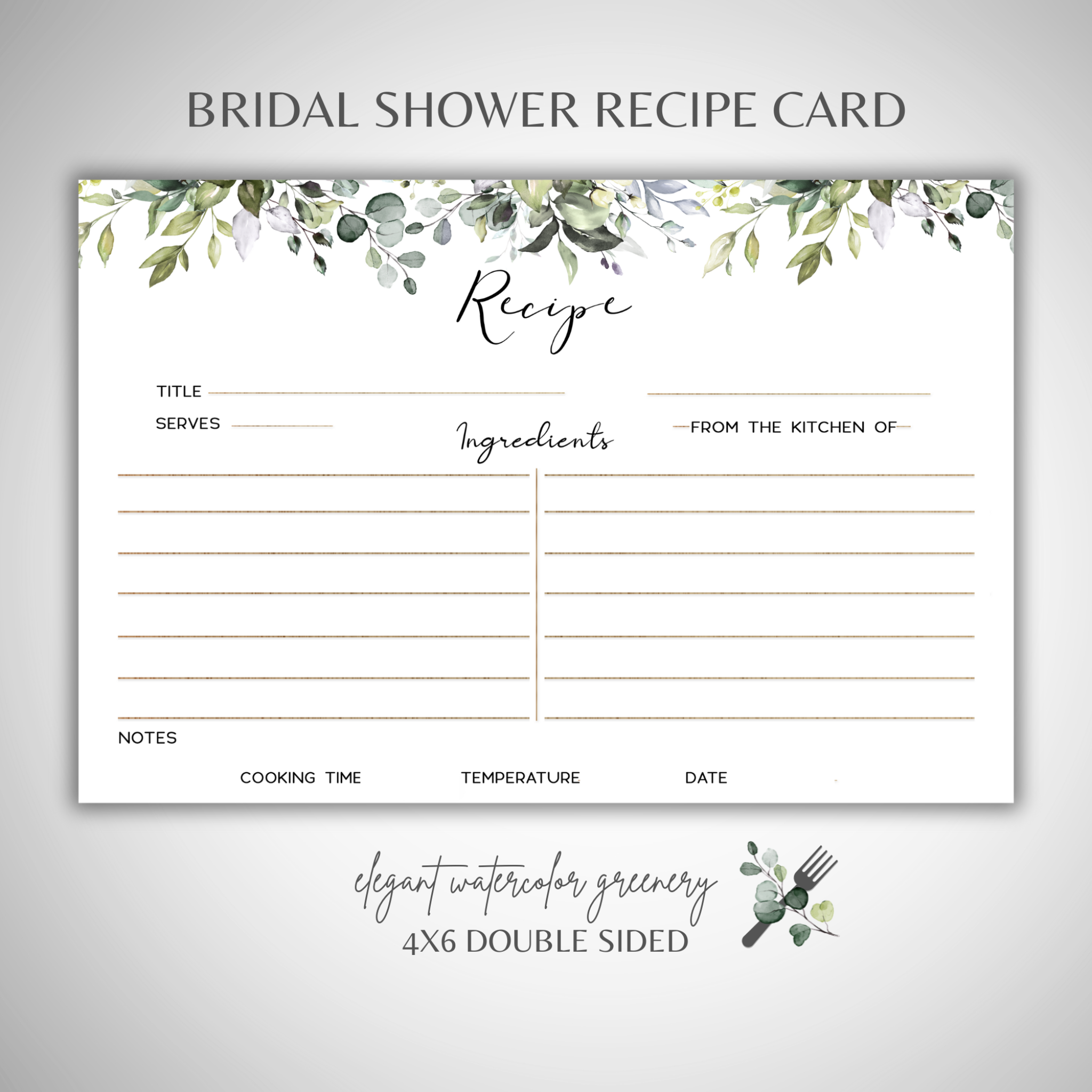Bridal Shower Recipe Cards Printable Bridal Shower Recipe Cards Set